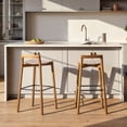 LiviNest Sven 30" Modern Minimalist Low Back Wood Barstool, Solid Ash ...