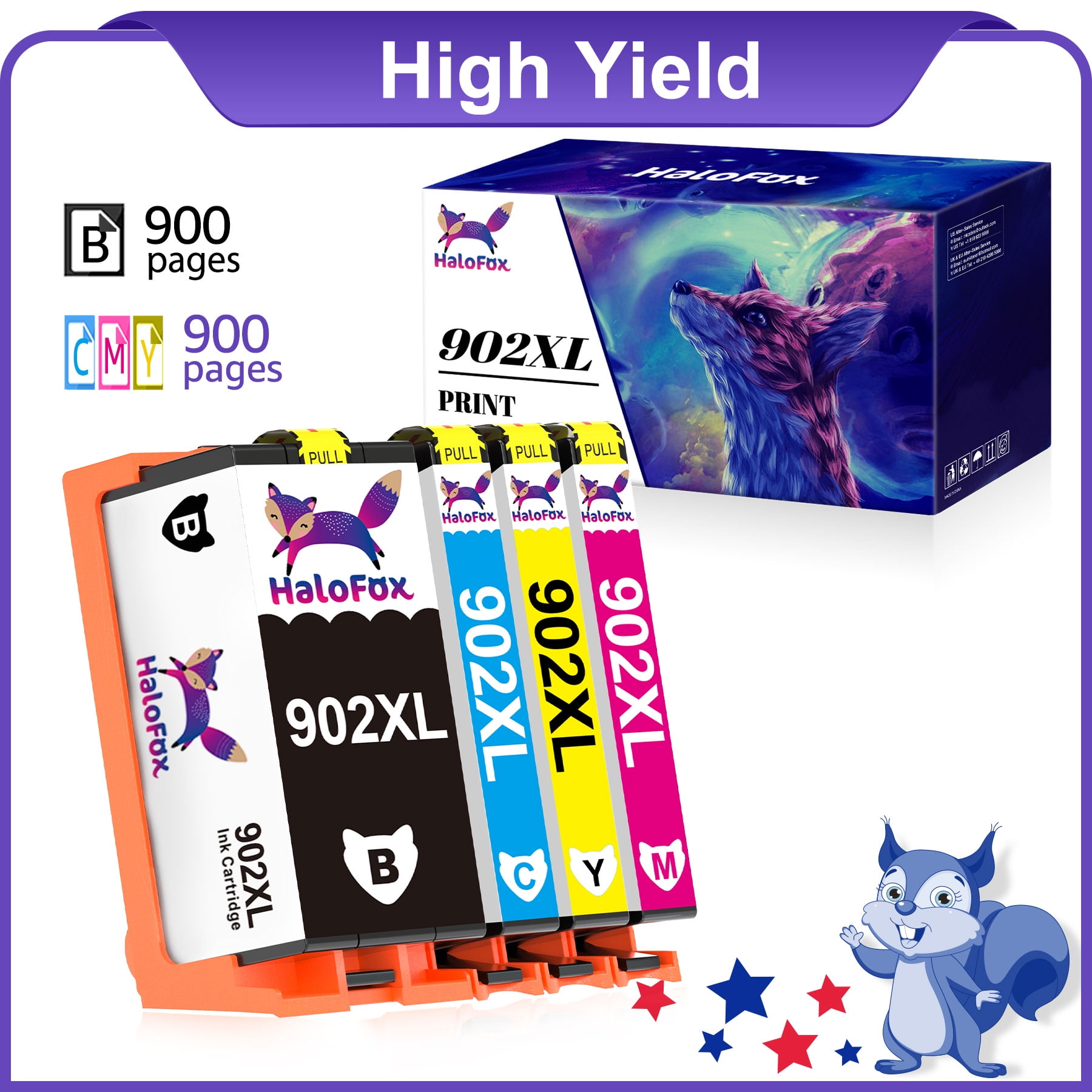 Halofox 902XL Ink 902XL Ink Cartridges Replacement for 902 HP 902XL Ink ...