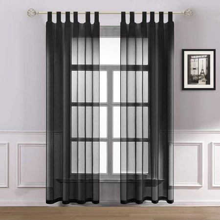 Qianli Lot de 2 Rideaux Voilage BBleu Marine Pattes en Effet Lin ...