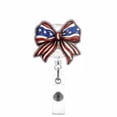 Bowayaoa Patriotic Flag Bow & Flower Retractable Badge Reel, Acrylic ...