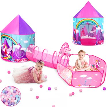 Costway 7pc Kids Ball HOUSE Pit Play Tents & Tunnels Pop Up TODDLER Toy ...
