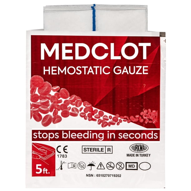 Gasa hemostática MEDCLOT, gasa de coagulación, plegada en Z, 5 pies ...