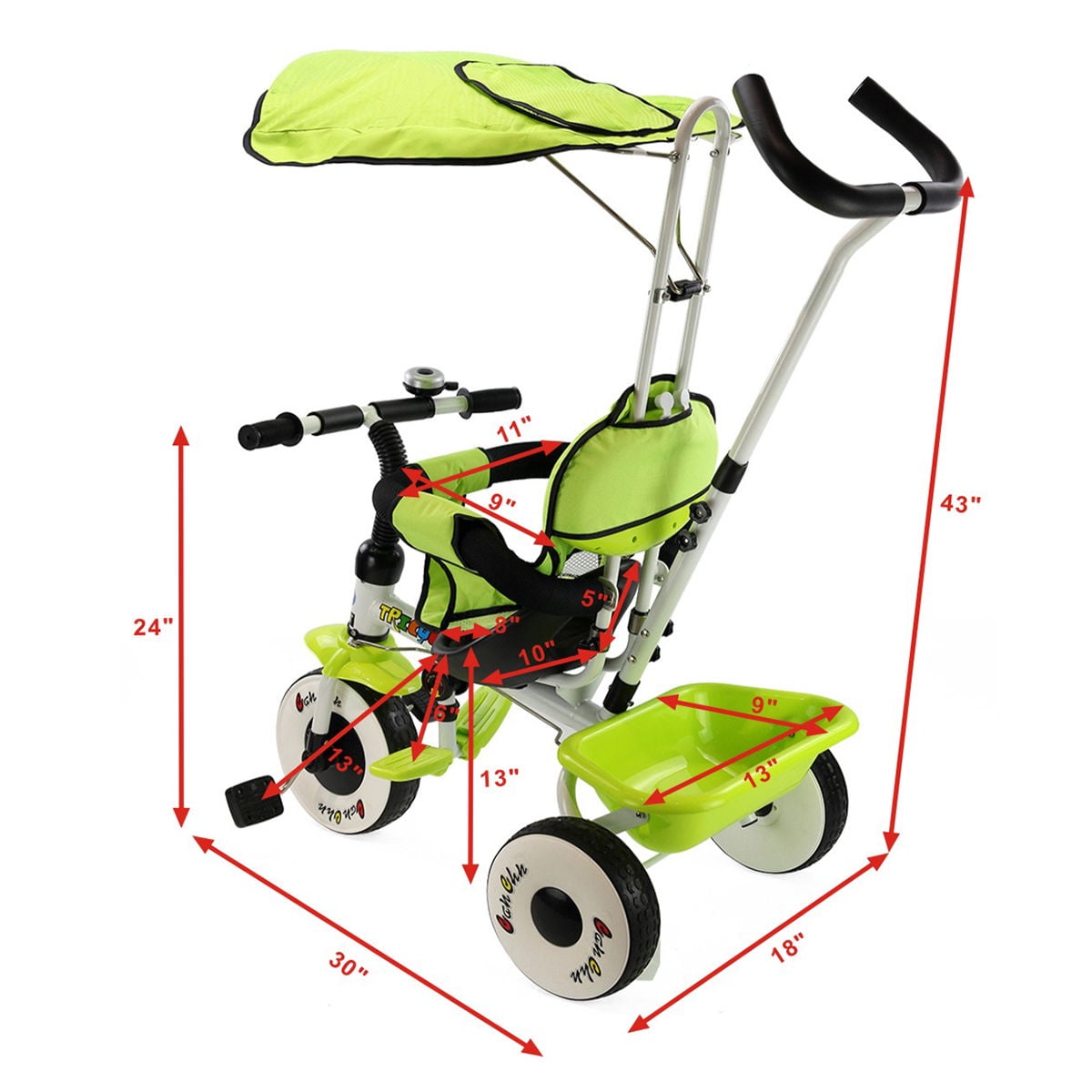 Costway 4-In-1 Kids Baby Stroller Tricycle Training Learning Toy Bike w ...