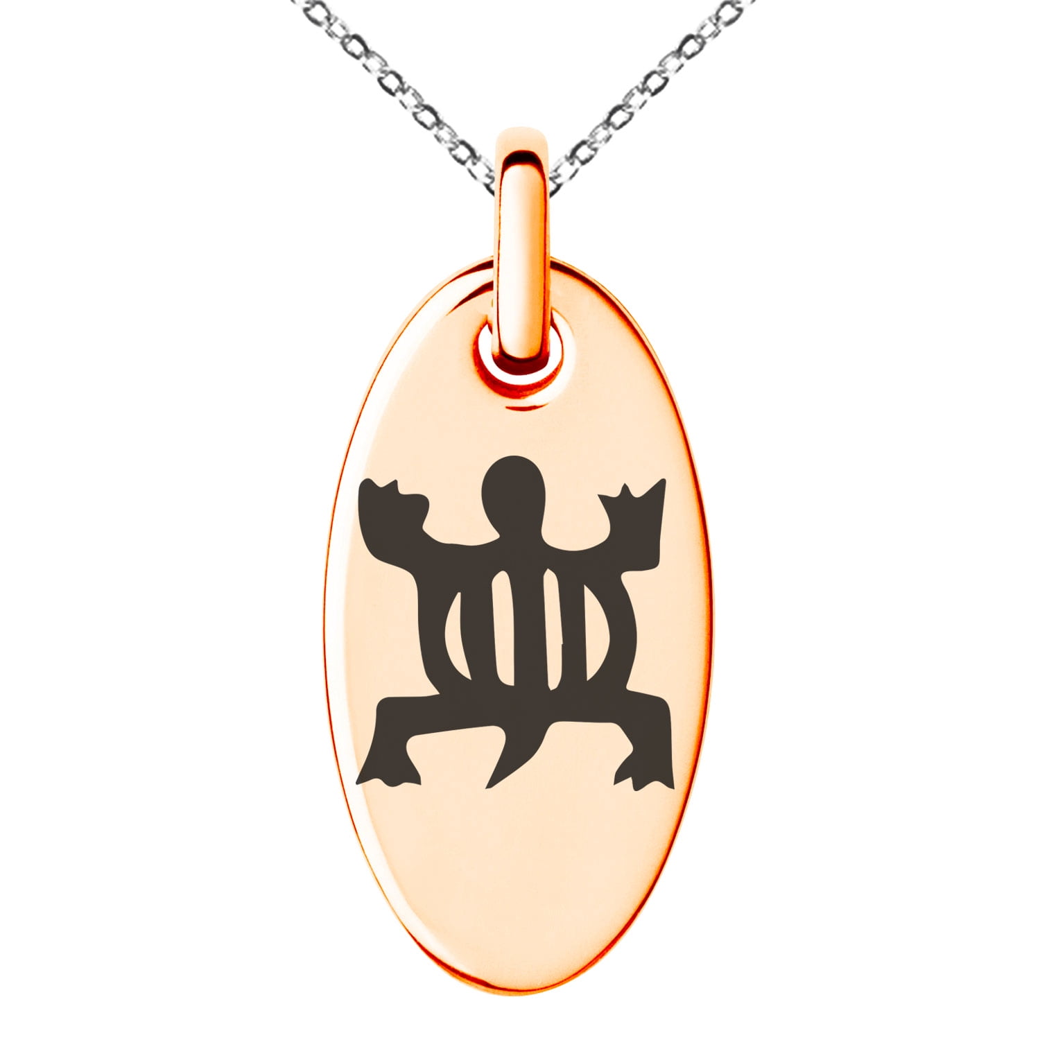 Stainless Steel Aztec Adaptability Rune Engraved Small Oval Charm ...