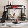 Bellemave Full Size Loft Bed with Desk, Slide, Stairs and Basketball ...