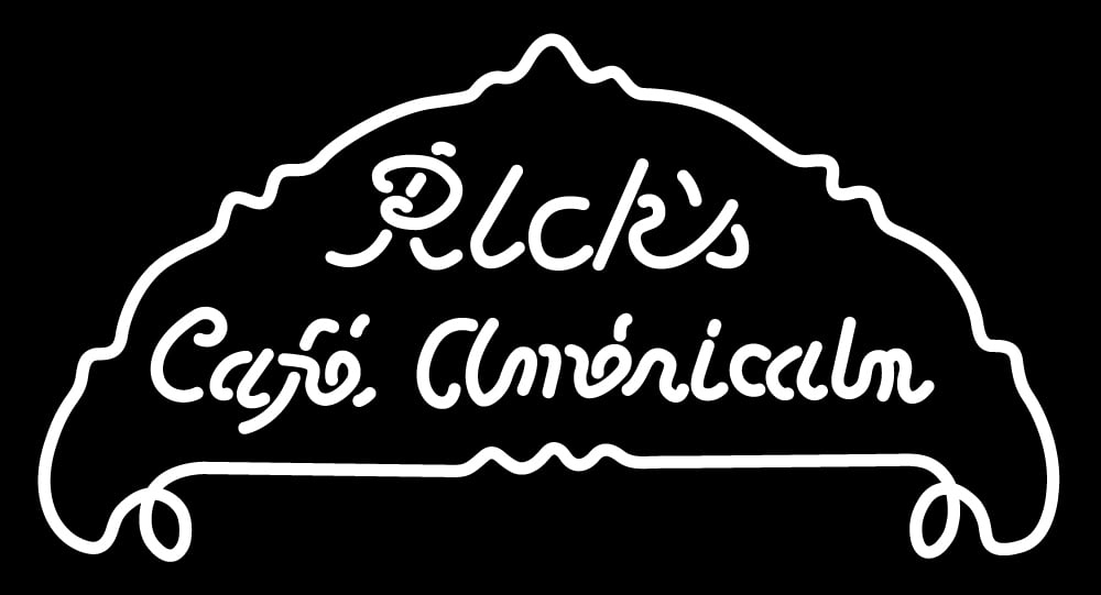 Ricks Cafe Americain LED Neon Sign 20 x 37 - inches, Black Square Cut ...