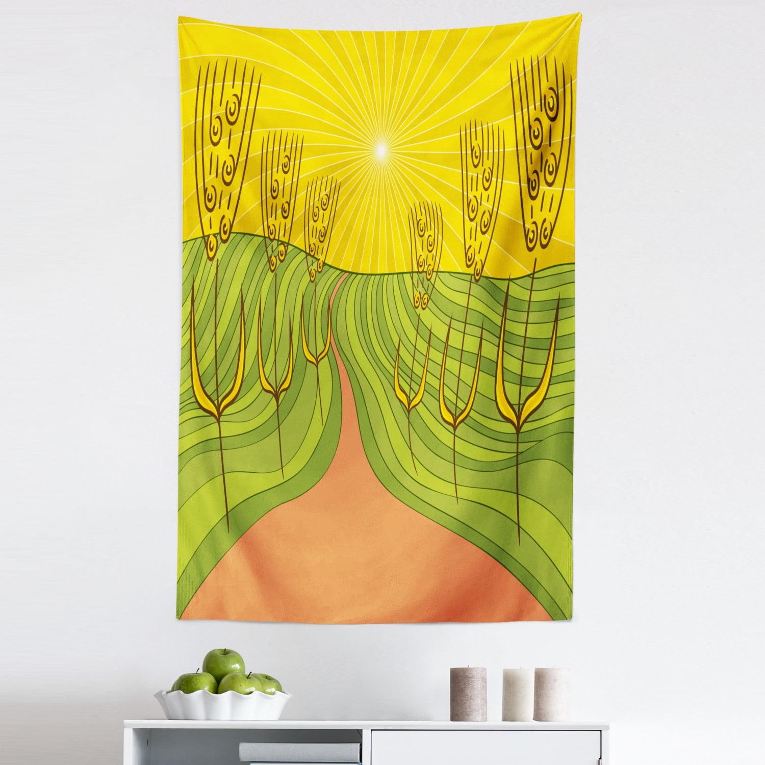 County Tapestry, Agriculture Themed Farmland with Starburst Lines and ...