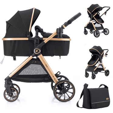 Costway Aluminum Folding Baby Stroller with Diaper Bag, Reversible ...