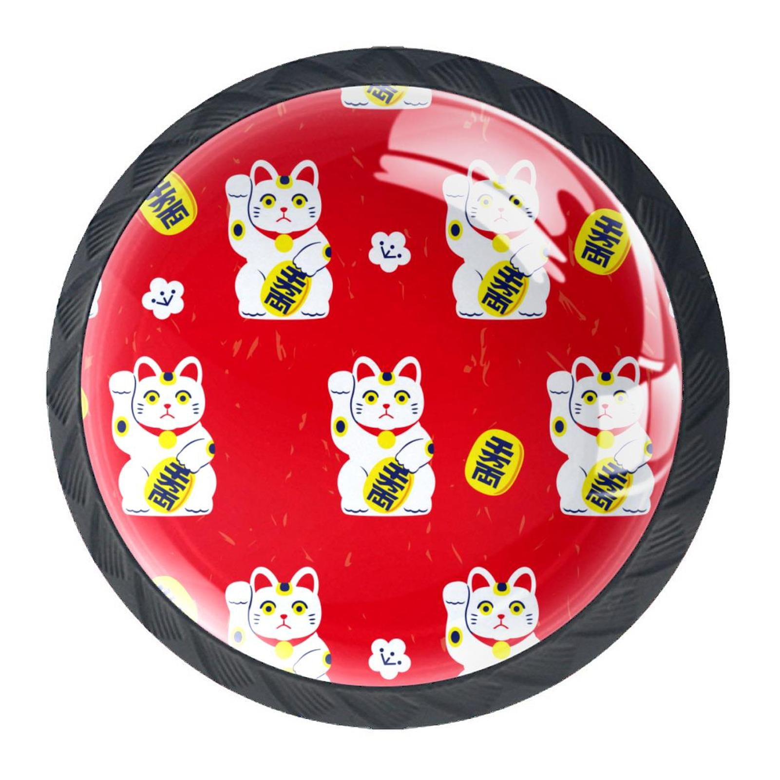 4 Pcs Lucky Neko Cats Knobs for Kitchen Cabinet Cupboard Dresser ...