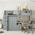 LHYY Full Size Loft Bed with Stairs,Bookshelf,Drawers,Desk Wardrobe ...