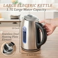 Stainless Steel Electric Kettle, Cordless 1.7L Electric Kettle ...