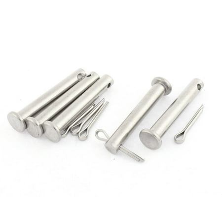 M8x50mm Flat Head 304 Stainless Steel Round Clevis Pins Fastener 5 Sets ...