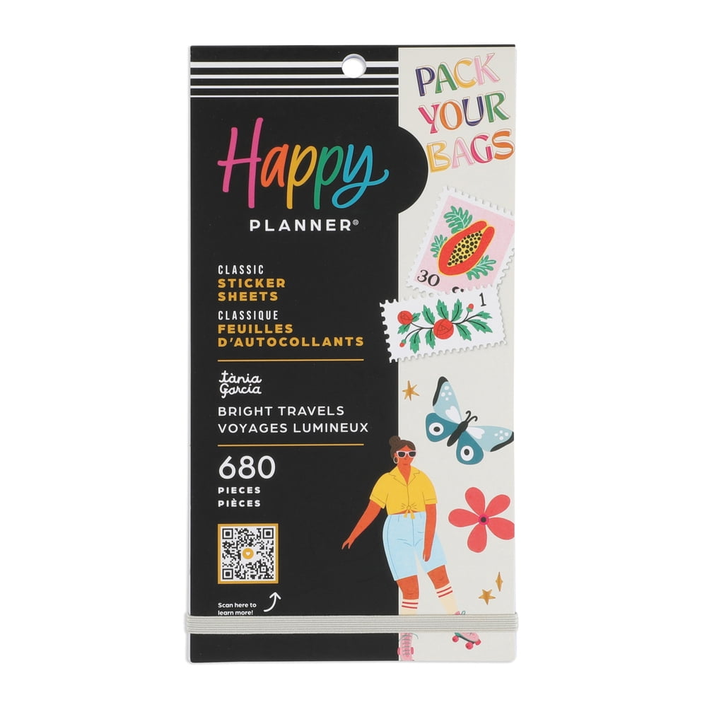 Happy Planner 30 Sheet Value Sticker Pack, Bright Travels Theme, 680 ...