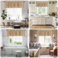 Brown Linen Border Valances for Windows, Rod Pocket Kitchen Valance ...