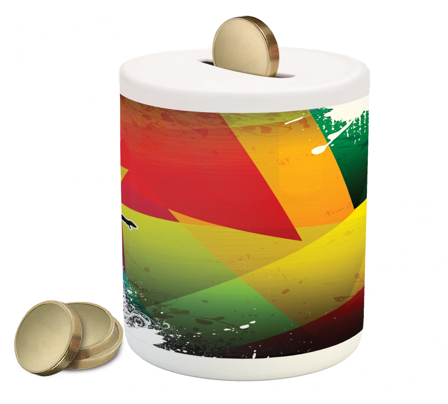 Basketball Piggy Bank, Sports Jump Background Geometrical Shapes Paint ...