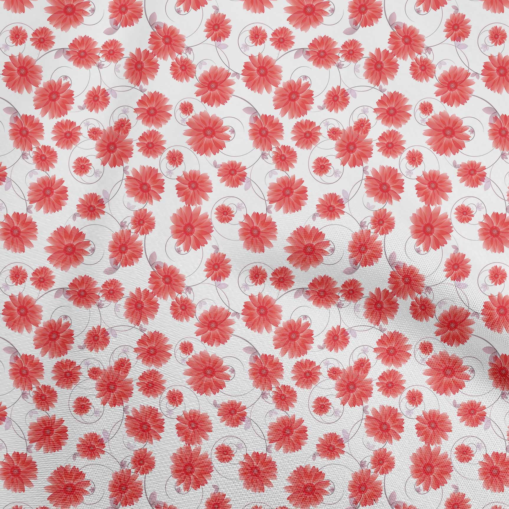 oneOone Cotton Cambric Red Fabric Florals Dress Material Fabric Print ...