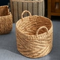 Round Water Hyacinth Seagrass Woven Basket With Handles 15" X 15" X 15 ...