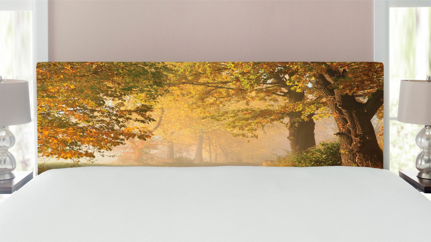 Woodland Headboard, Rural Road in a Misty Autumn Morning Countryside ...