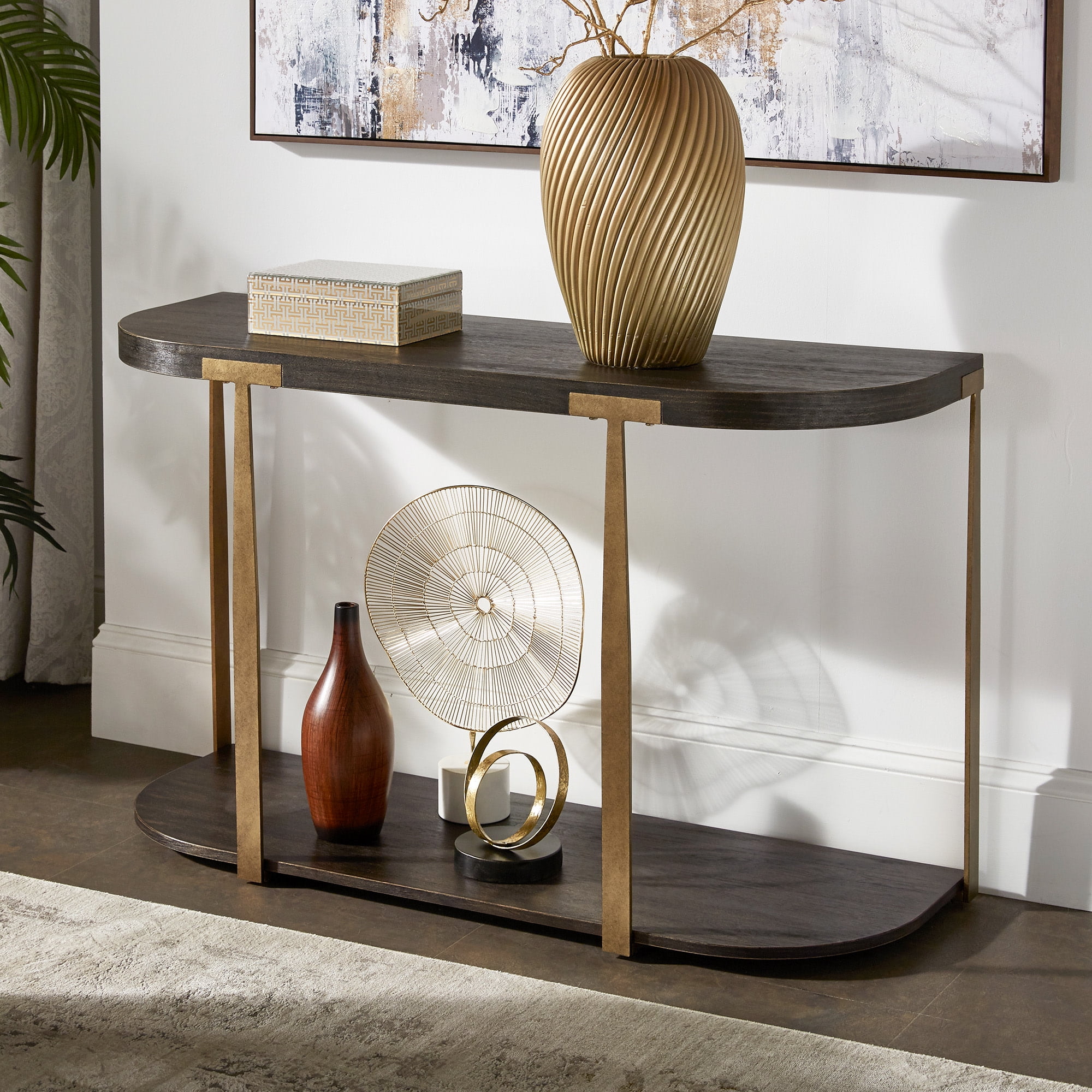Weston Home Ario Wood and Metal Console Table, Brown - Walmart.com