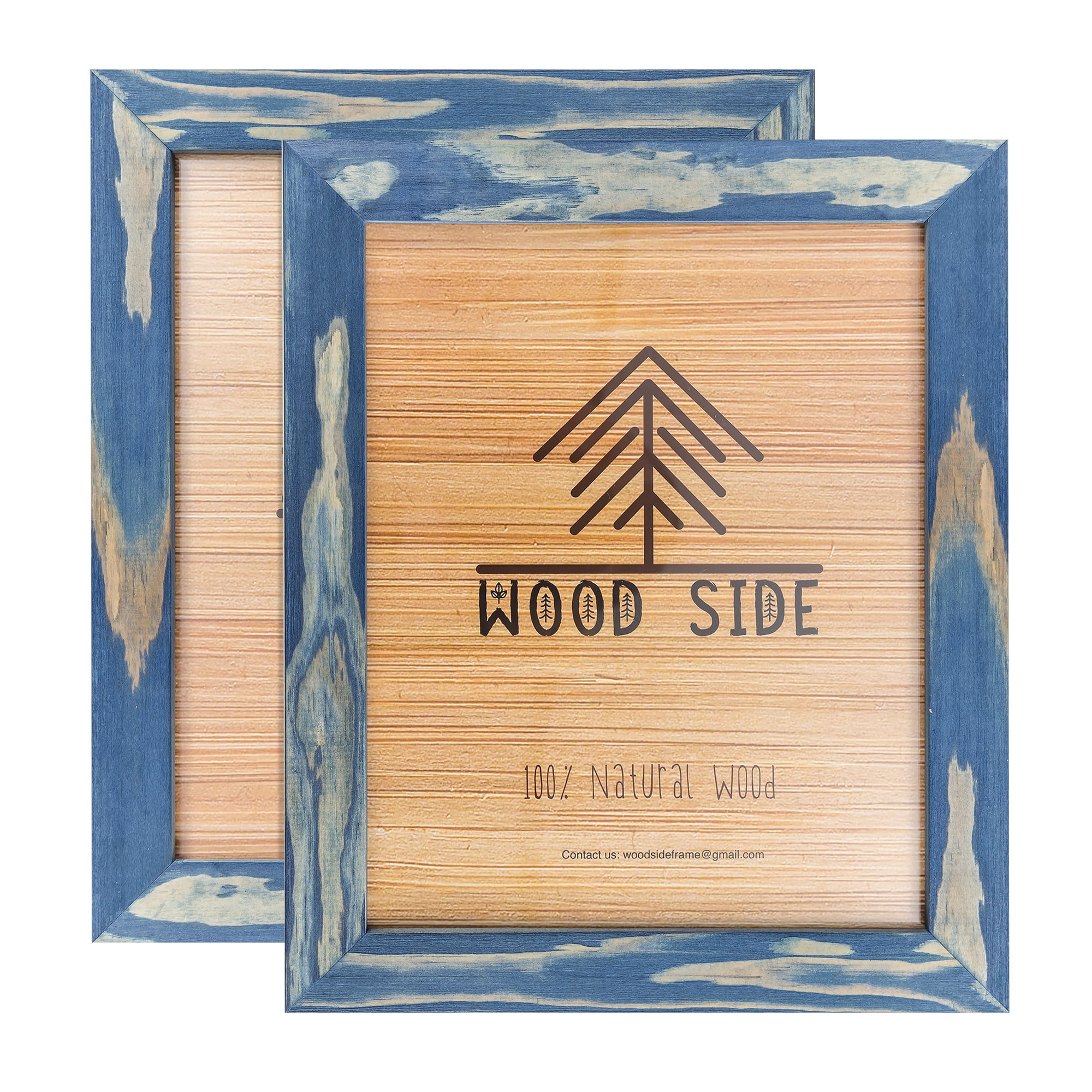 Rustic Wooden Picture Frames 8x10 - Navy Blue - Set of 2-100% Natural ...