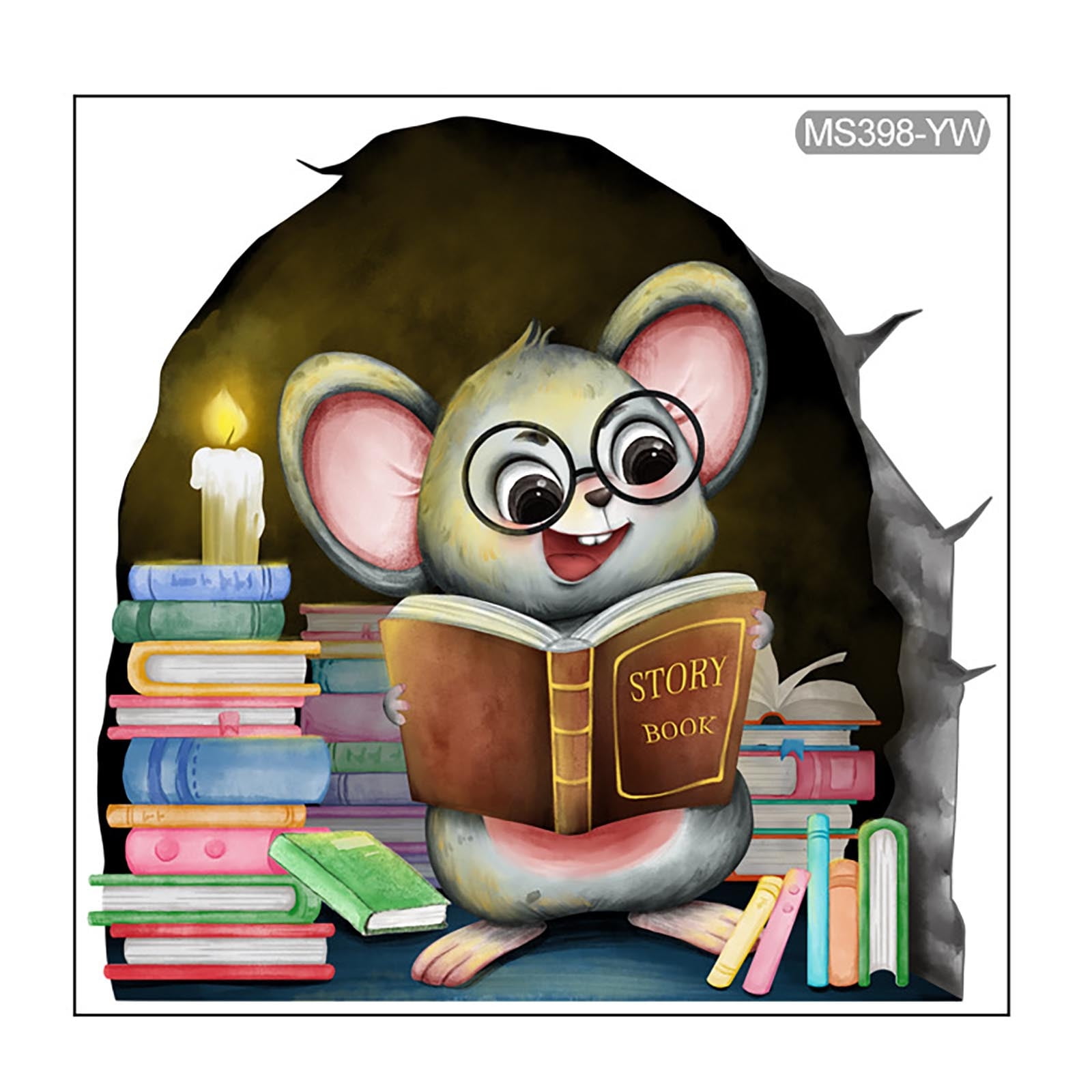 Hesxuno One Meter Wall Stickers Cartoon Mouse Hole Wall Stickers Living ...