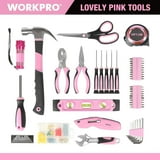 WORKPRO Pink Tool Kit, 106-Piece Household Tool Set with Case, Chrome ...