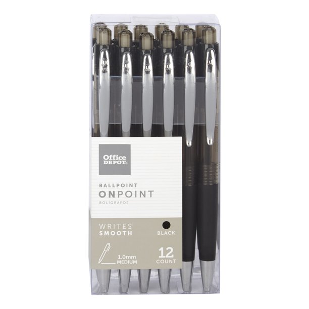 Office Depot Soft-Grip Retractable Ballpoint Pens, Medium Point, 1.0 mm ...
