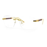 Retro Gangster Rapper Luxury Clear Lens Rimless Rectangle Fashion ...