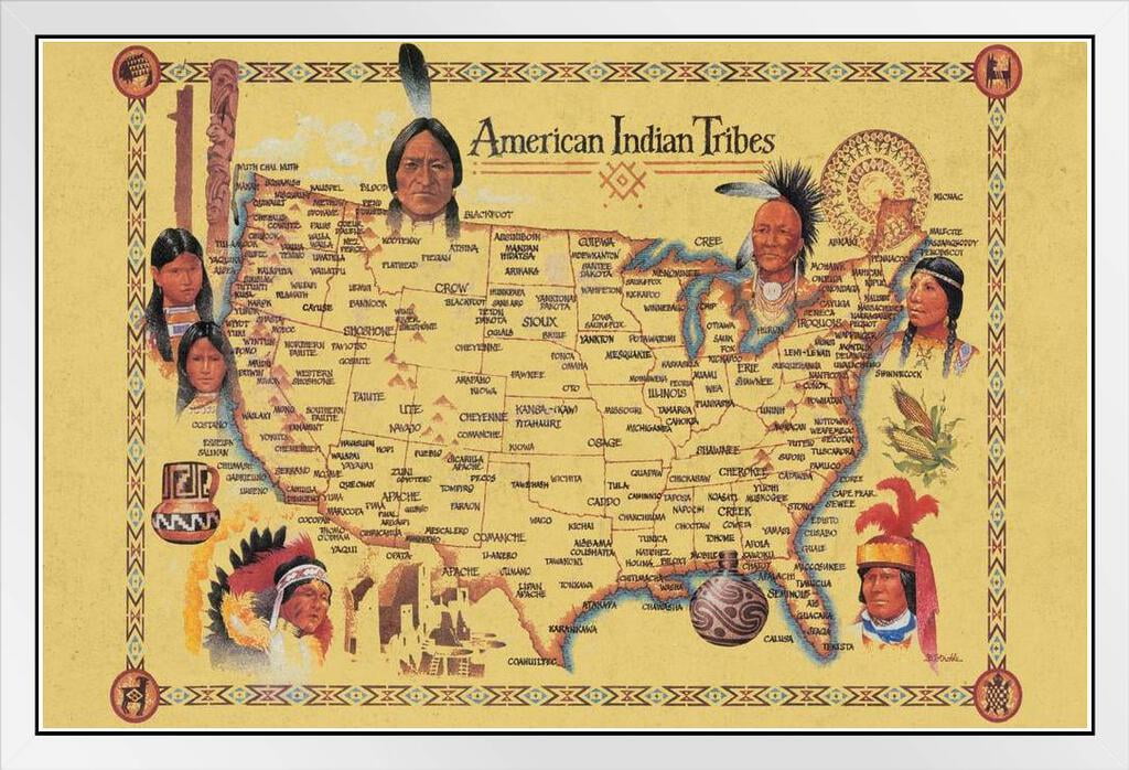 Native American Art Decor Tribes Map Posters Wall Art Posters For ...
