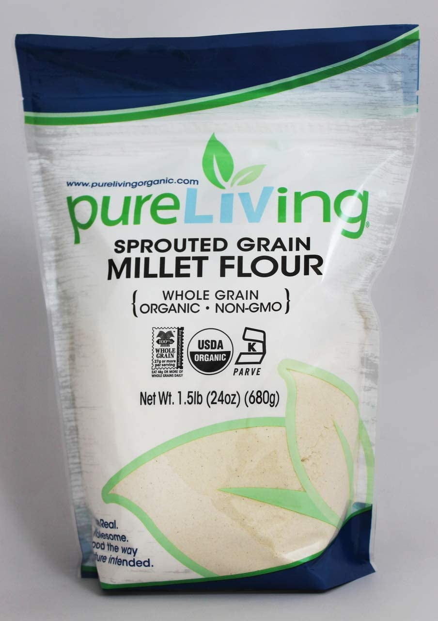 Pure Living Organic Sprouted Grain Millet Flour -- 1.5 lbs Pack of 2 ...