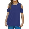 ameIAEA Kids Girl Short Sleeve Cold Shoulder Shirts Toddler Summer ...