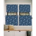 Abstract Flower on Navy Blue Short Blackout Curtains 24 Inch Long ...