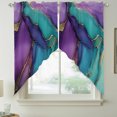 Abstract Art Purple Swag Curtain Valance for Window 2 Panels Blue Gold ...