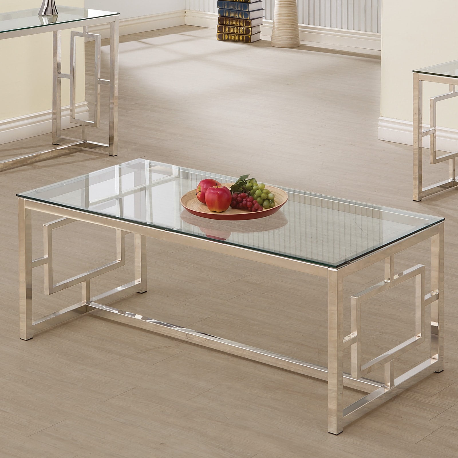 Coaster Furniture Merced Nickel Rectangle Glass Top Coffee Table ...