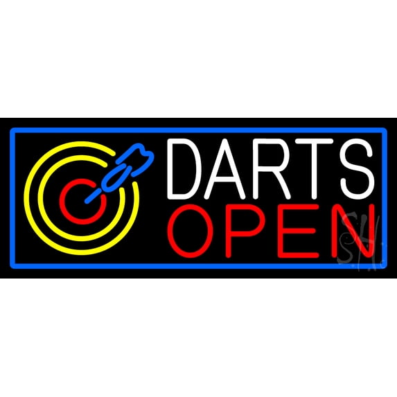 Dart Board Open With Blue Border LED Neon Sign 10 x 24 - inches, Clear ...