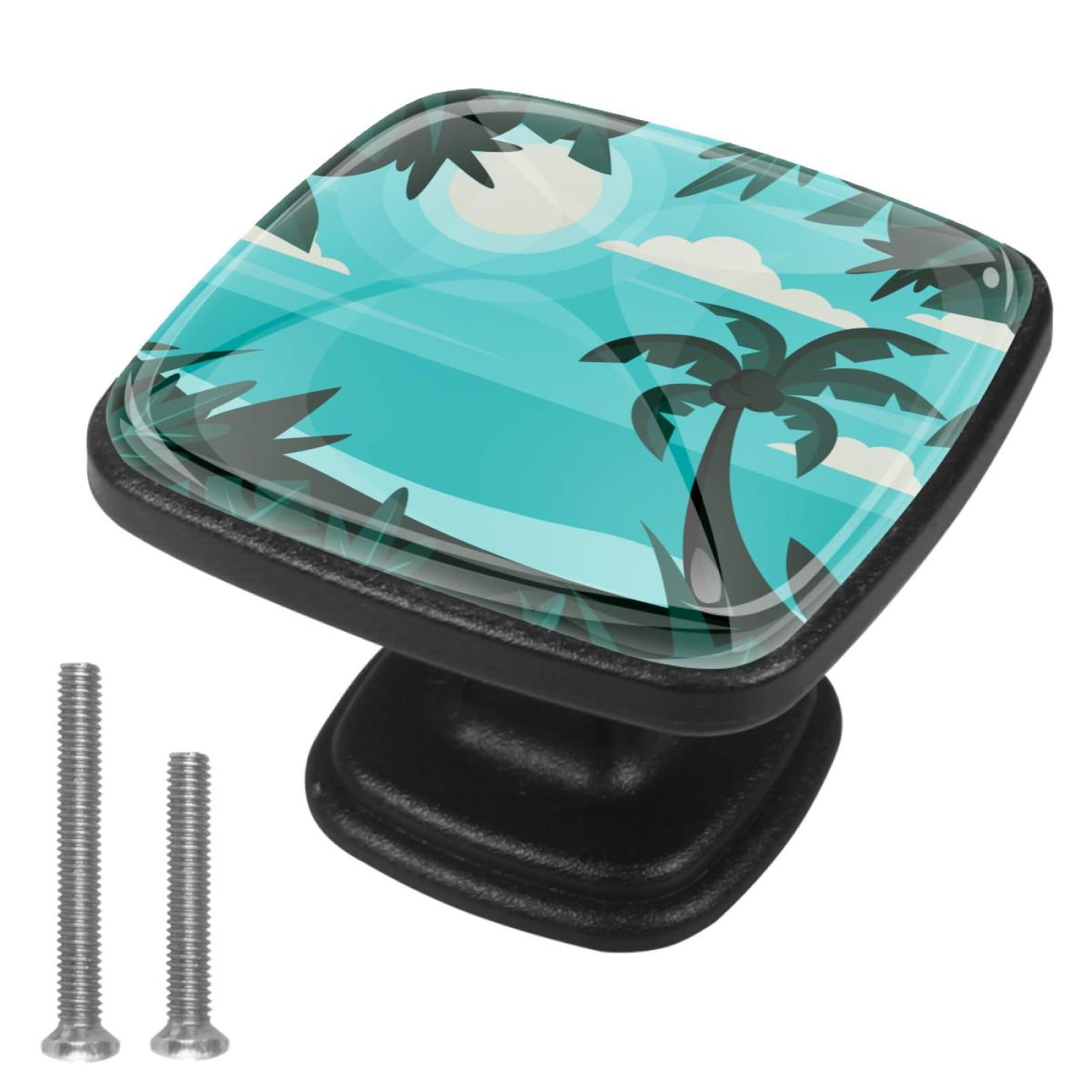 4 Pcs Cabinet Handle Drawer Pulls Tropical Green Forest Knobs with ...