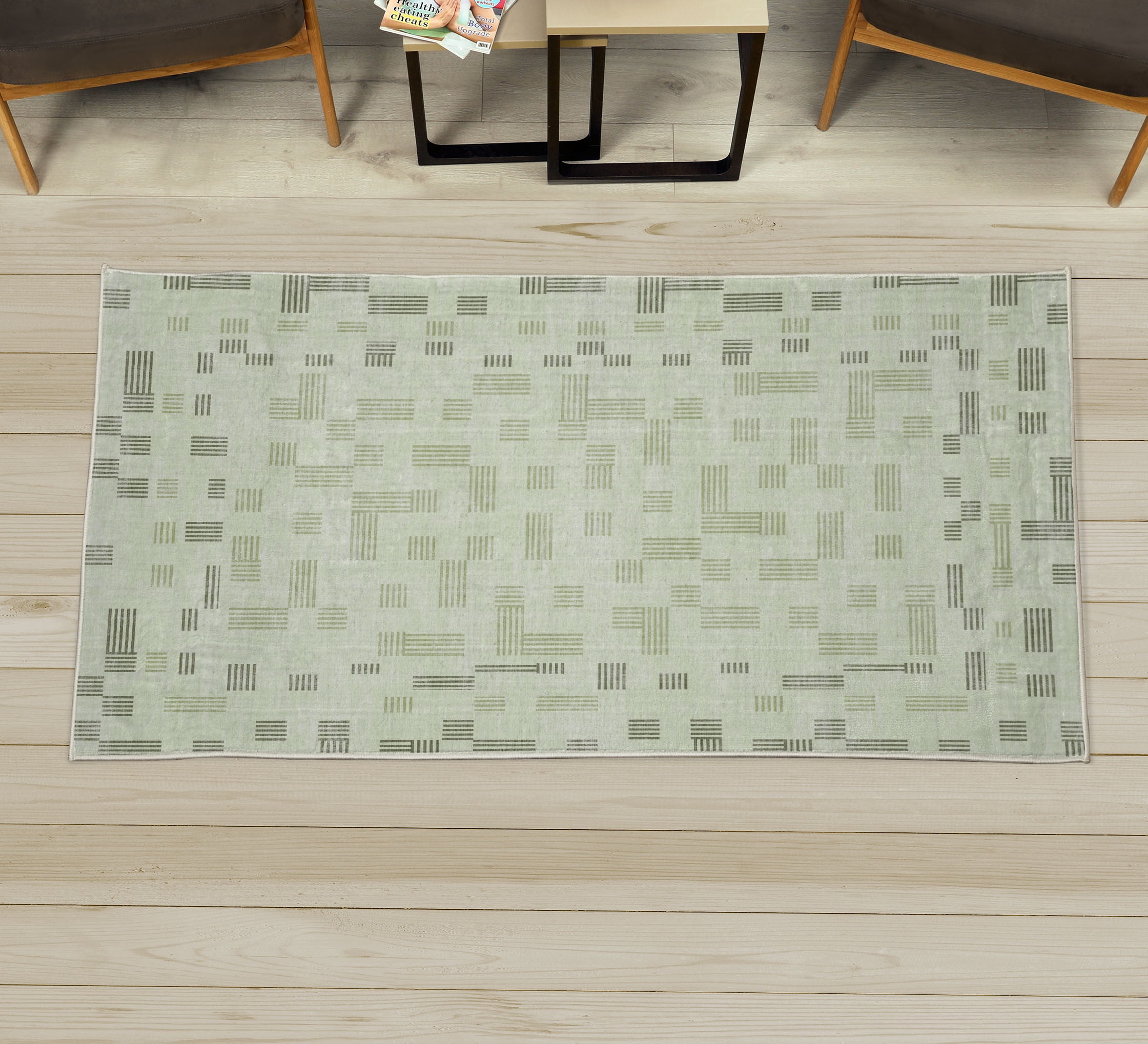 Modern Decorative Rug, Geometric Themed Design Squares by Bars ...