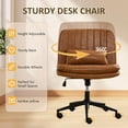 Criss Cross Chair with Wheels, PU Leather Armless Cross Legged Office ...