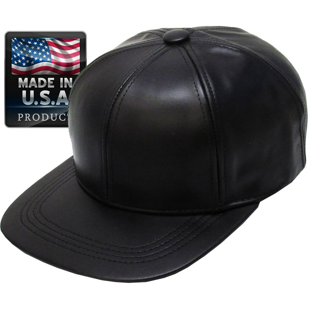 MADE IN USA Genuine Leather Baseball Cap Adjustable Velcro Closure ...