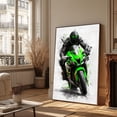 Affixzi Sport Motorcycle Wall Decor, Green Futuristic Racing Art Print ...