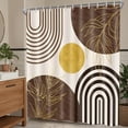 Brown Shower Curtain, Mid Century Modern Brownness Gold Leaves ...