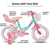 JOYSTAR Unicorn 18inch Girls Bike, Green, DIY Decals, Basket, Doll Seat ...