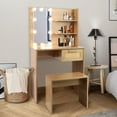 MISSUNNY Nature-Inspired Modern Wood Vanity Set with LED Mirror, Stool ... MISSUNNY Nature-Inspired Modern Wood Vanity Set with LED Mirror, Stool ...