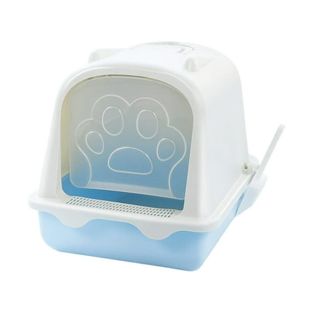 Enclosed Cat Litter Box with Entry Gate Anti Splashing Hooded Cat ...