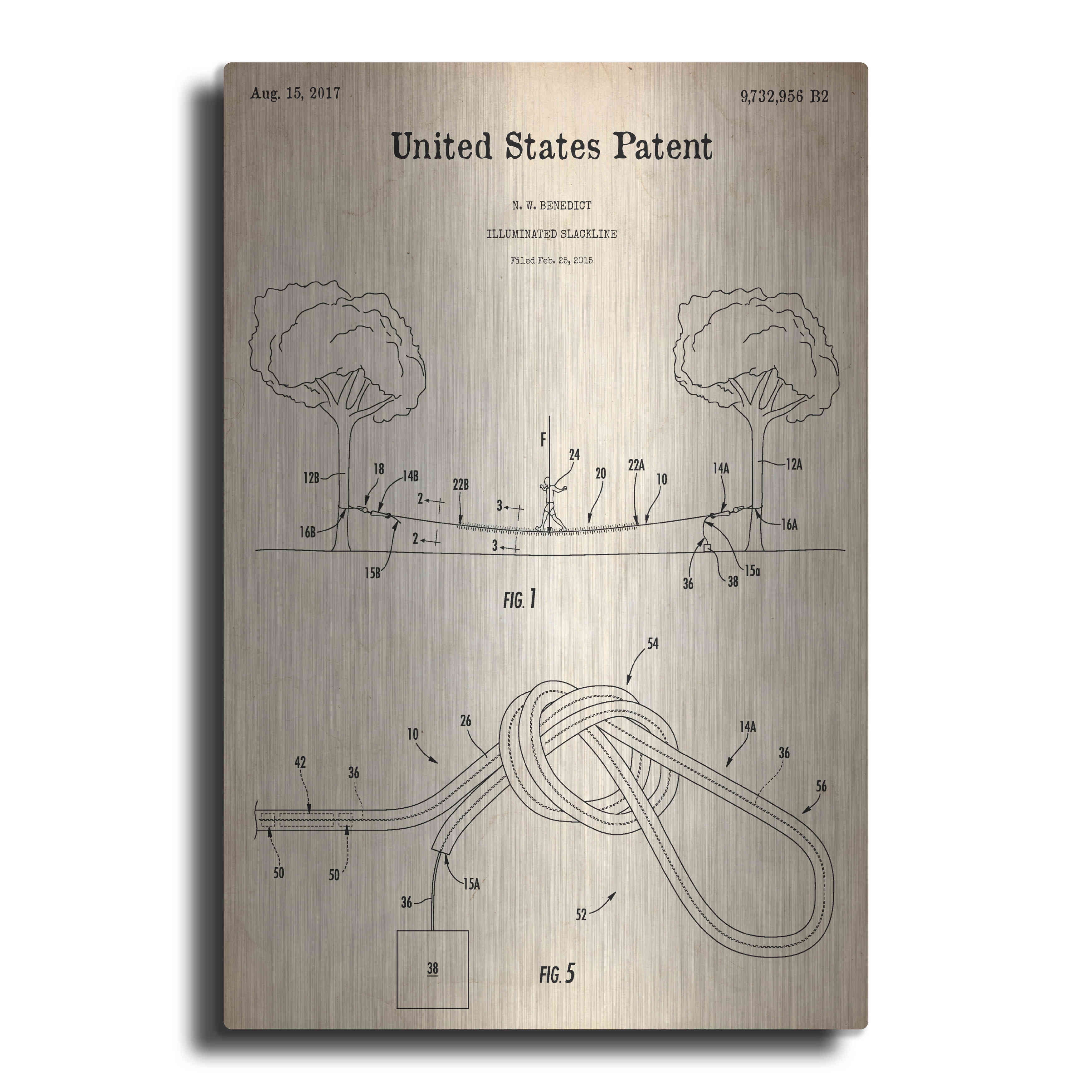 Luxe Metal Art 'Slackline Blueprint Patent Parchment,' Metal Wall Art ...