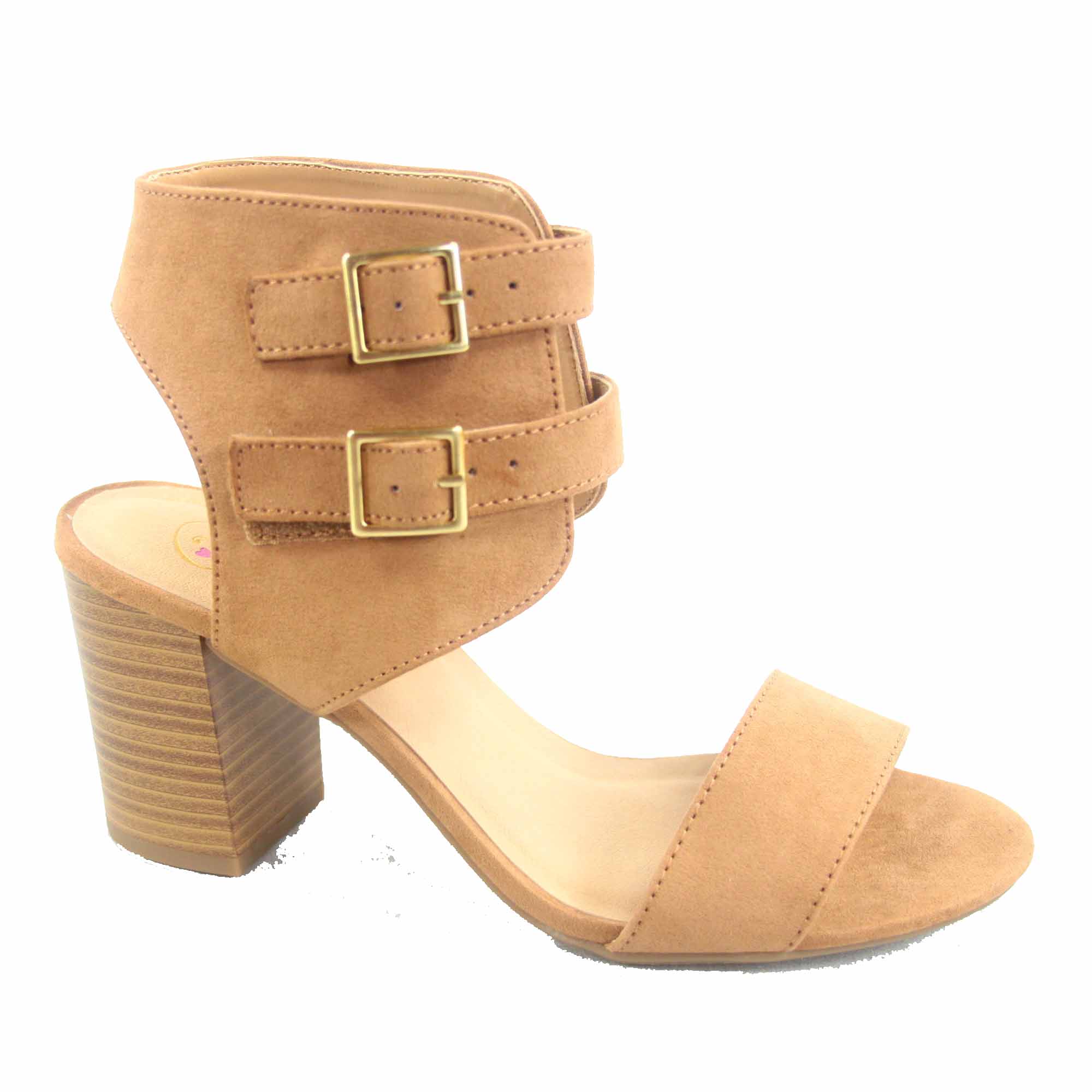 Surrell Women's Single Band Double Buckles Chunky Heel Sandal - Walmart.com