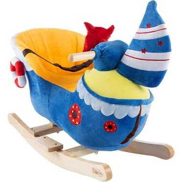 Boat Rocker Toy-Kids Ride On Soft Fabric Covered Wooden Rocking Ship ...