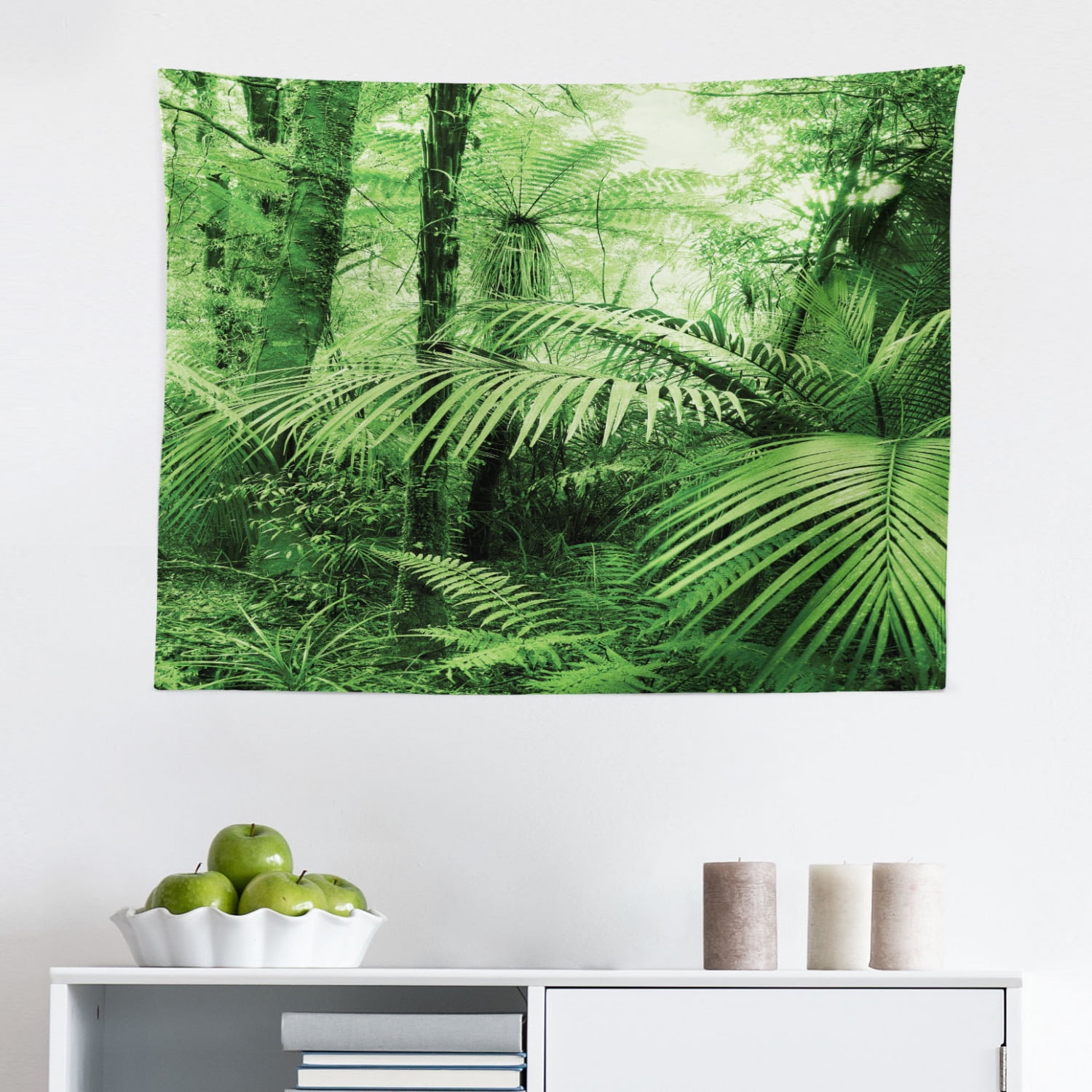 Rainforest Tapestry, Graphic Plant Landscape at Summertime Natural ...