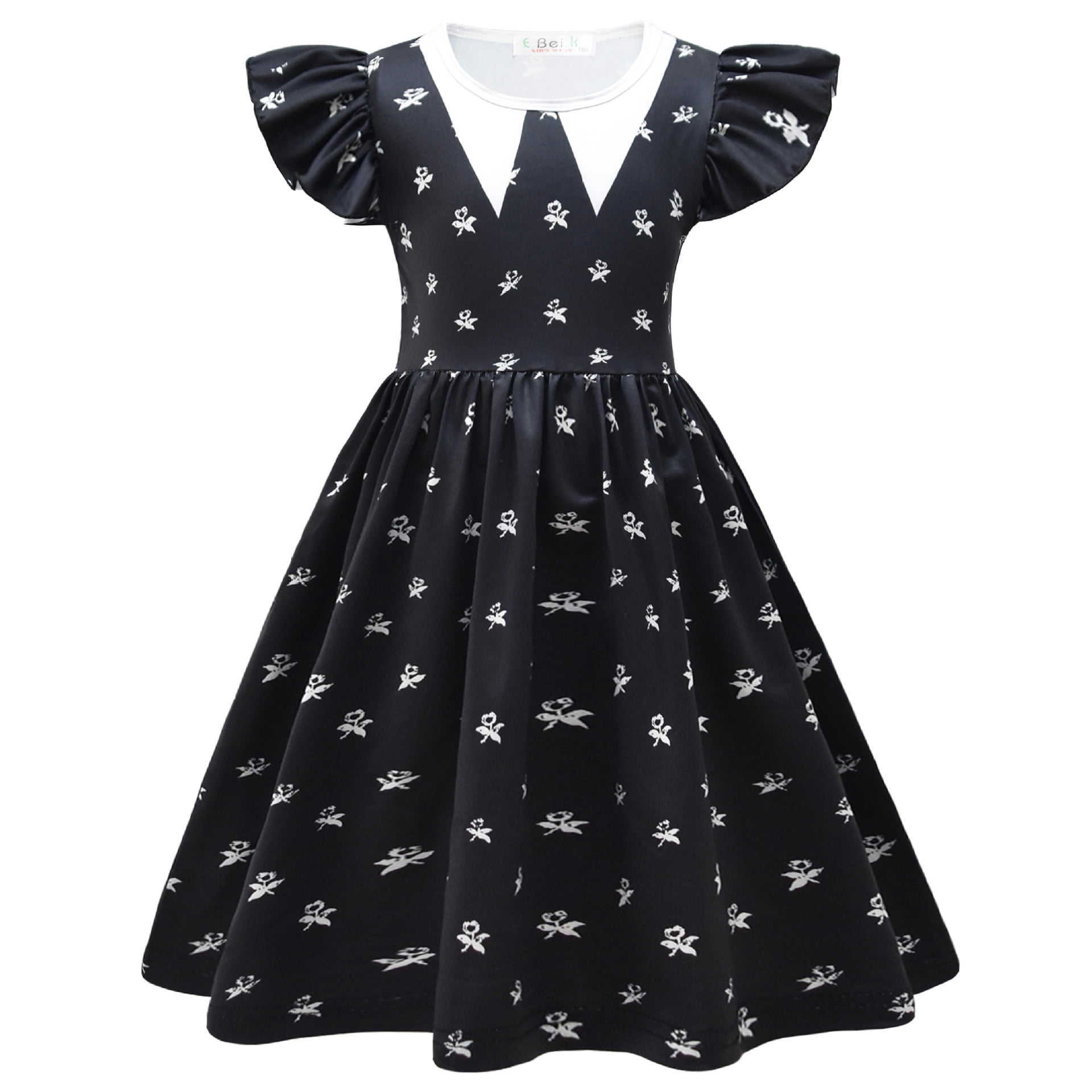 Wednesday Addams Dress for Girls Kids Short Sleeve Casual Outfit ...