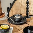 Ceramic Dining Bowl Set Black and Grey 4.25 inch, 6 Count, 9 Ounces for ...
